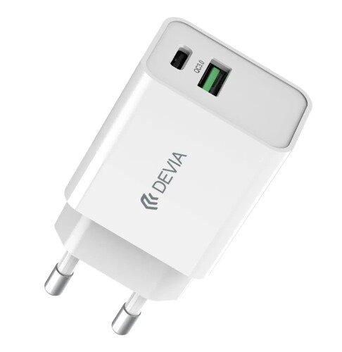 Devia Сетевое зарядное устройство Smart Series PD + QC Quick Charger, Type-C/USB, 30 Вт, белое