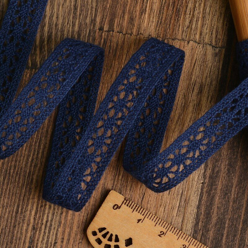 Кружево хлопок (кружево для рукоделия) шир.15мм цв. темно-синий упак.10 м