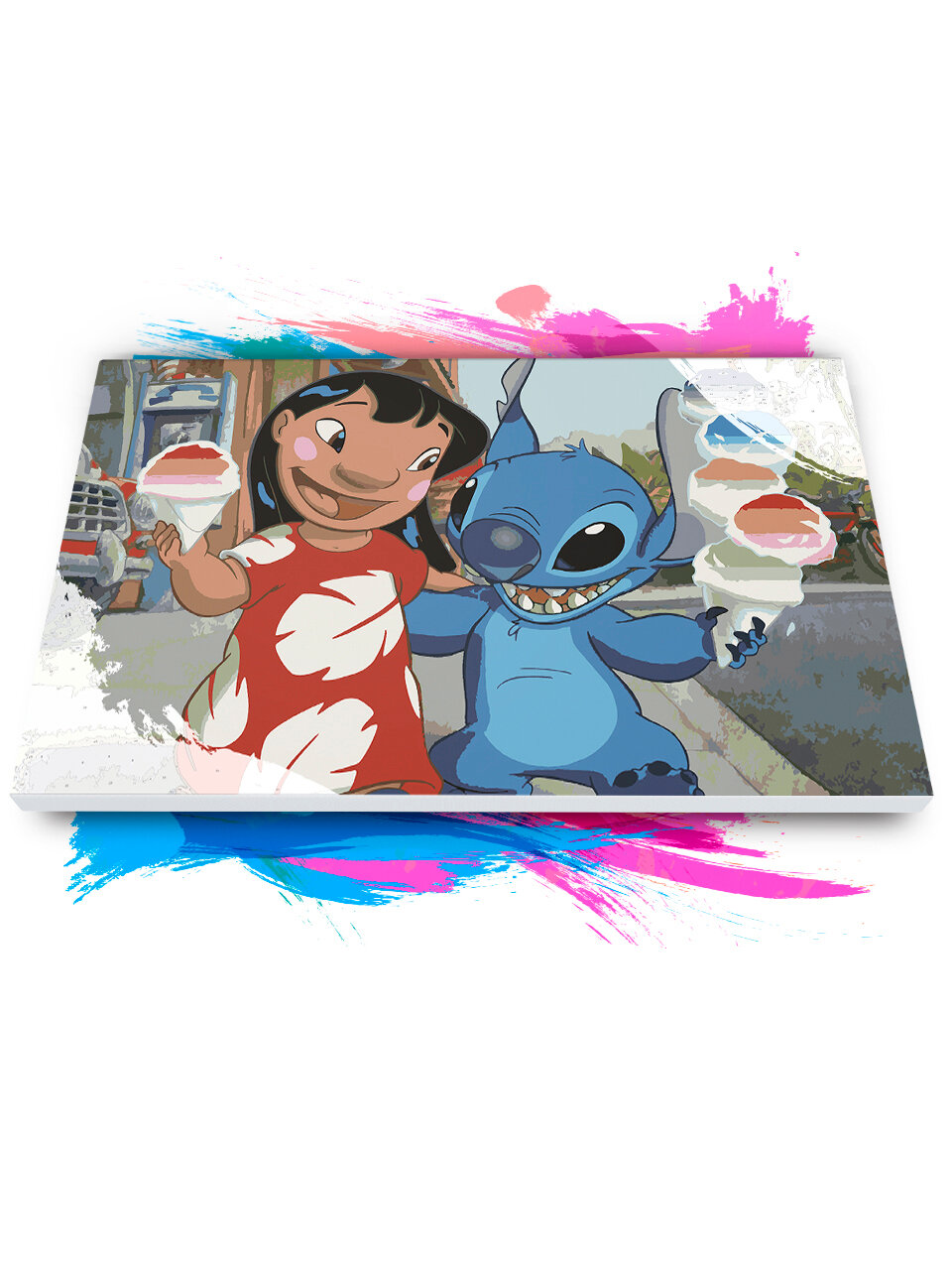 Картина по номерам на холсте Лило и Стич, 60 х 100 см