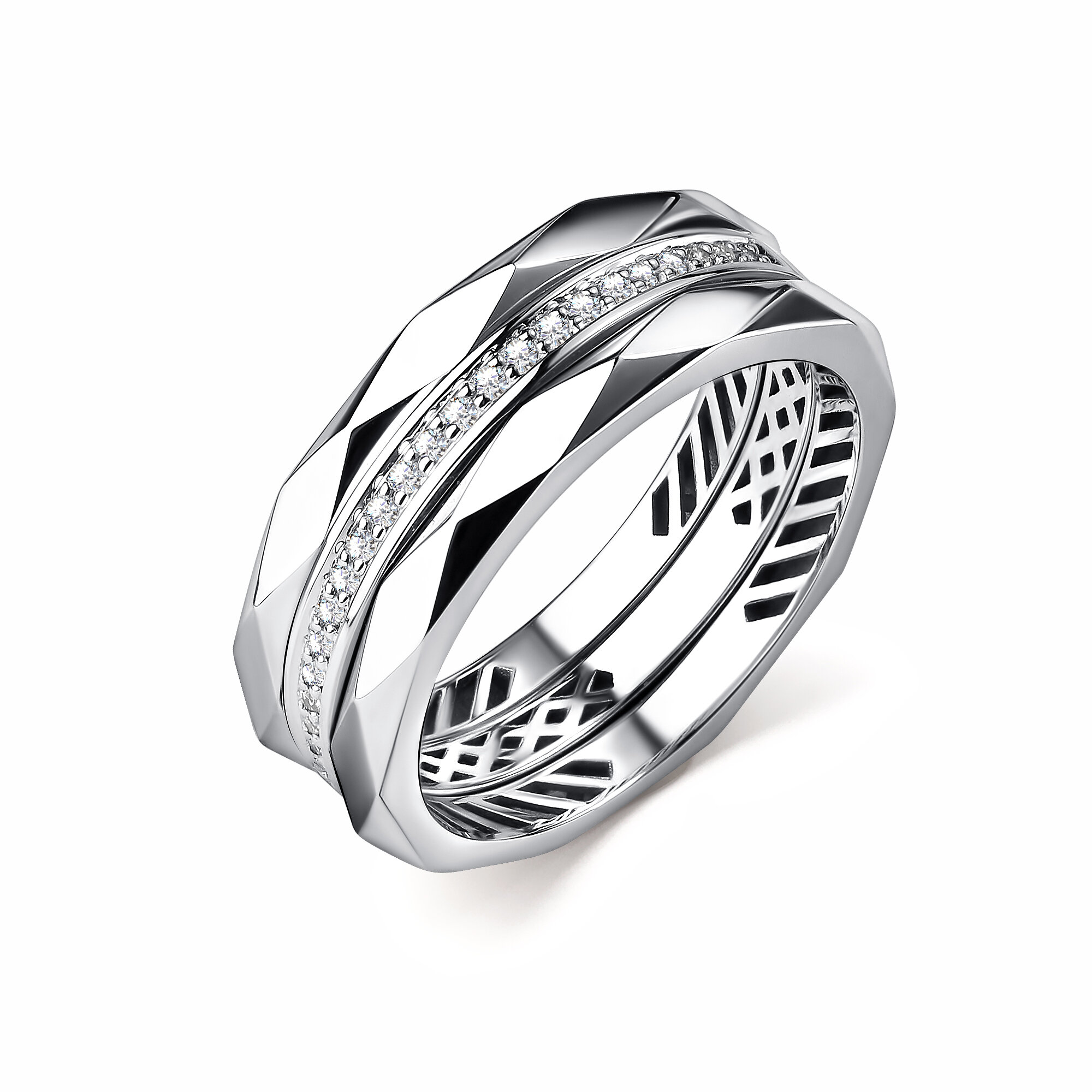 Кольцо дорожка Diamant online, белое золото, 585 проба, бриллиант