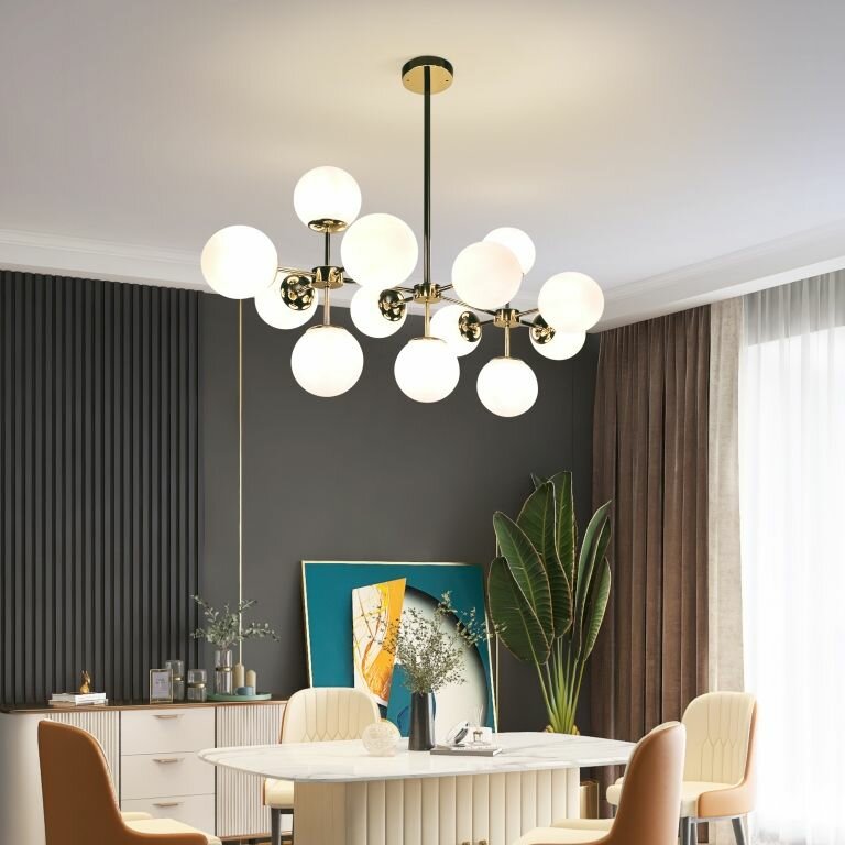 Люстра подвесная на потолок шар стекло (0462-13), LUCETY, площадь освещения 25 кв. м.