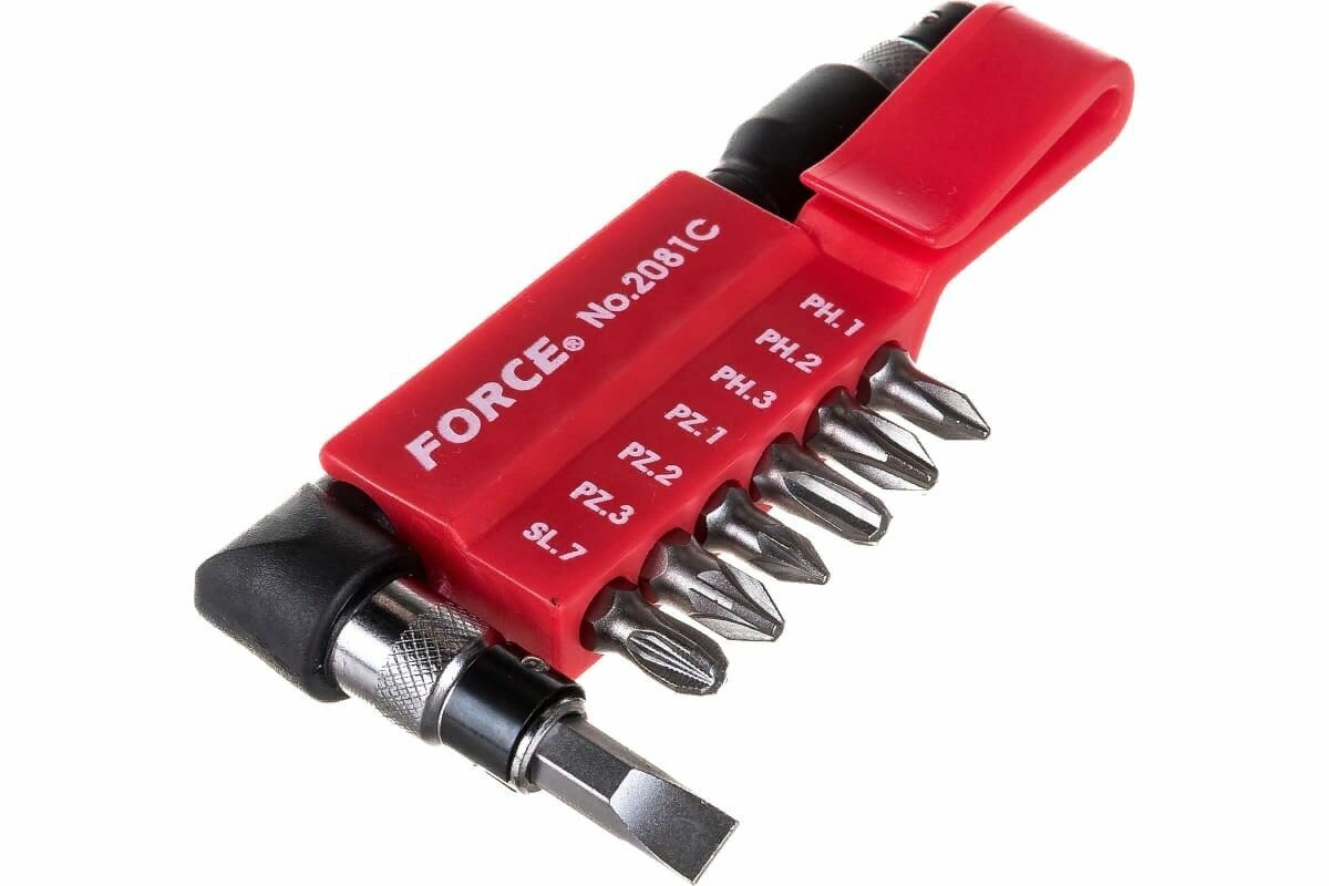 Г-образная отвертка с комплектом бит 1/4" 8 предметов FORCE 2081C