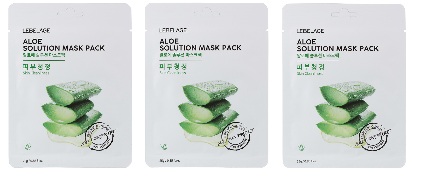 Маска тканевая LEBELAGE Aloe Solution, 23 гр - 3 штуки