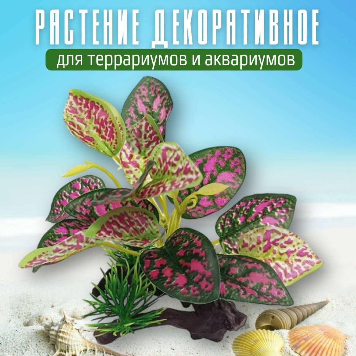 Декорация для аквариума "Растение на коряге" (для аквариумов и террариумов), AQPL-002