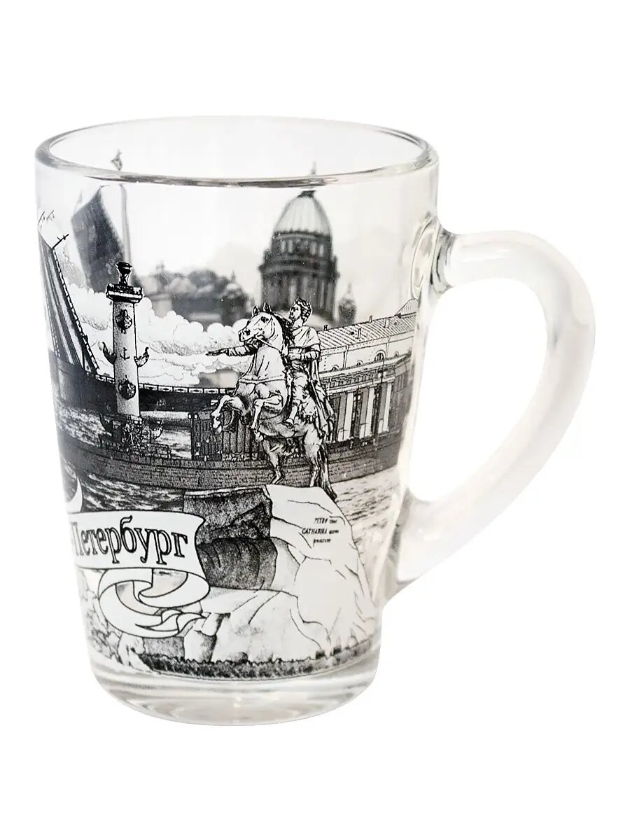 Кружка чайная сувенирная санкт-петербург, стекло 300 мл, АБ Сувениры