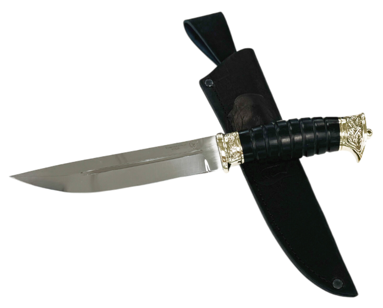 Пластунский нож малый, кованая 95Х18, граб, латунь с литьем, Русский Молот