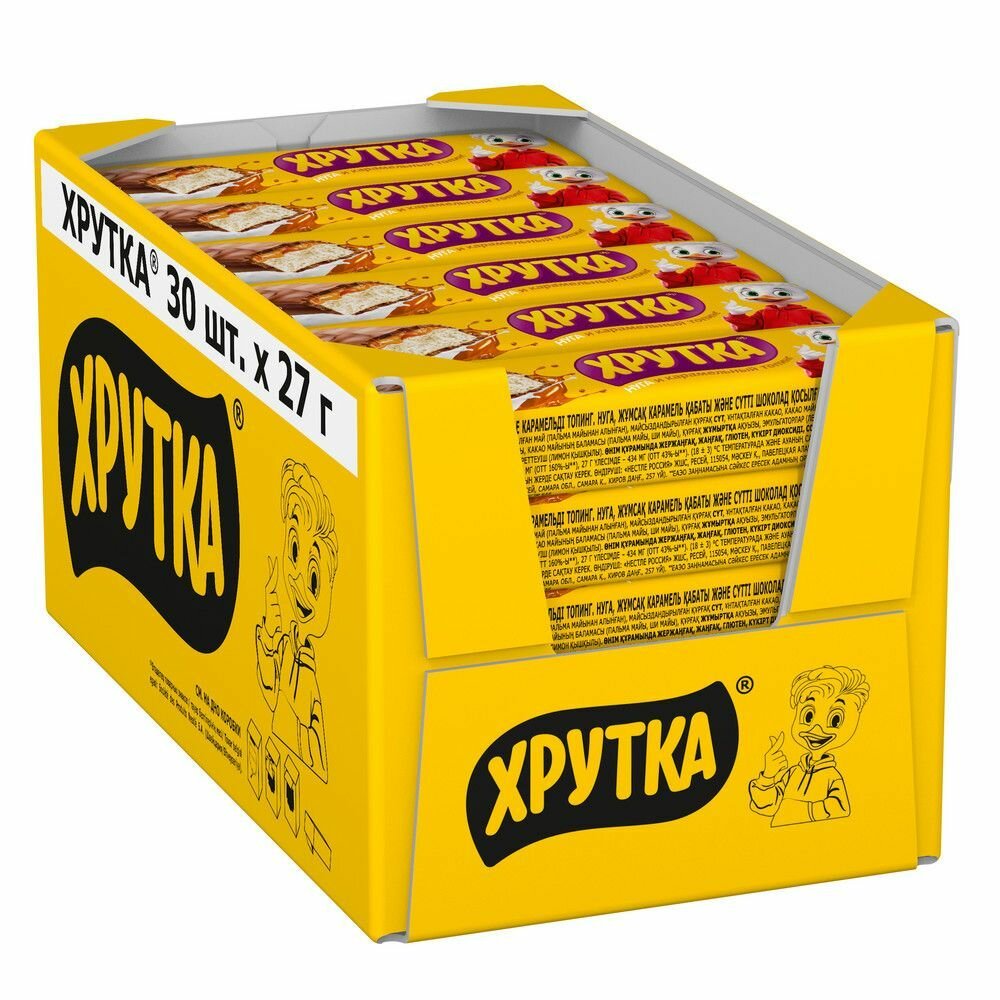 Шоколадный батончик Хрутка с нугой, мягким карамельным слоем и молочным шоколадом 27г 30 шт