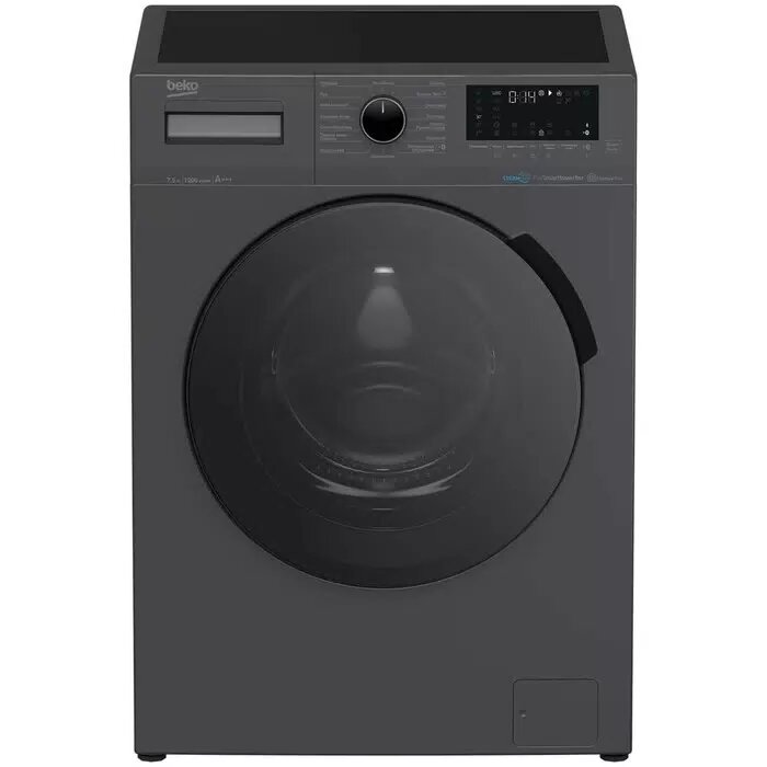 Стиральная машина Beko WSPE7H616A, антрацитовая, 15 программ, загрузка 7,5 кг, A+++
