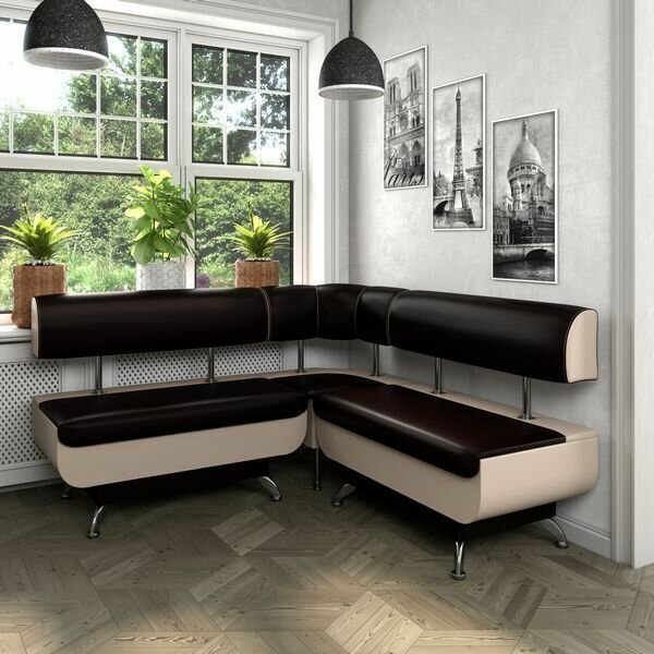 Модульный кухонный диван Валенсия (МД 1200 + МУ 500 + МД 1200 мм) экокожа 221/101 (Бител)