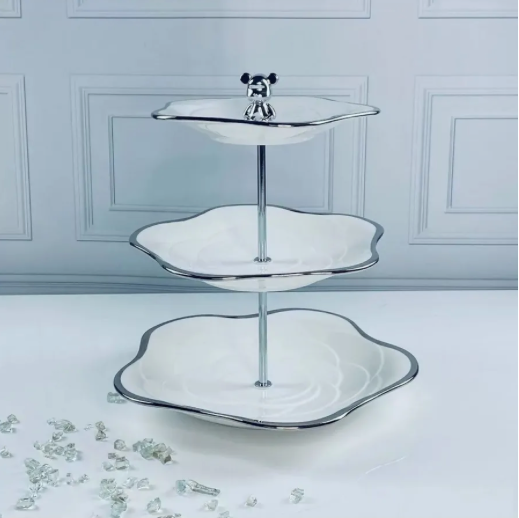 Конфетница, фруктовница этажерка 3-х ярусная " Multicolor" фарфор в подарочной упаковке фигурная