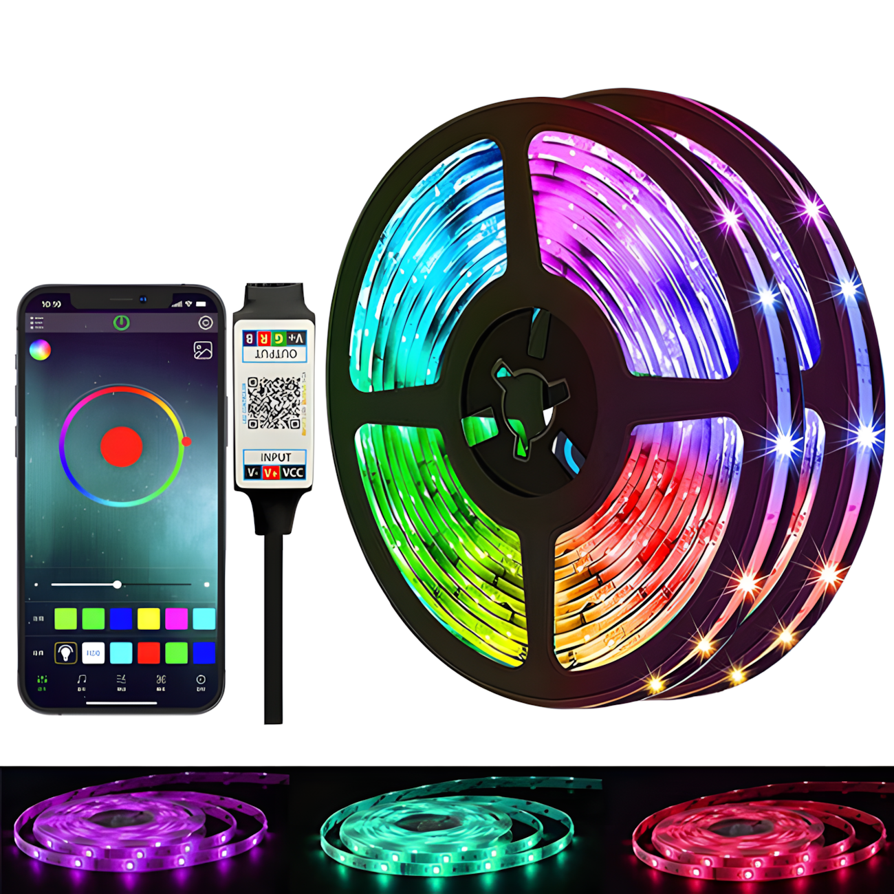 Светодиодная лента 5050RGB, 10 м, Bluetooth, управление со смартфона, 30 светодиодов на метр