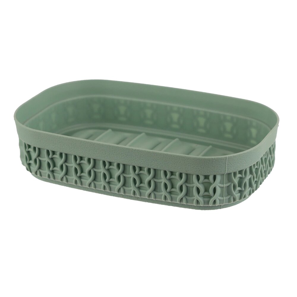 Мыльница М-Пластика "Вязание", фисташковая, для кускового мыла, пластик