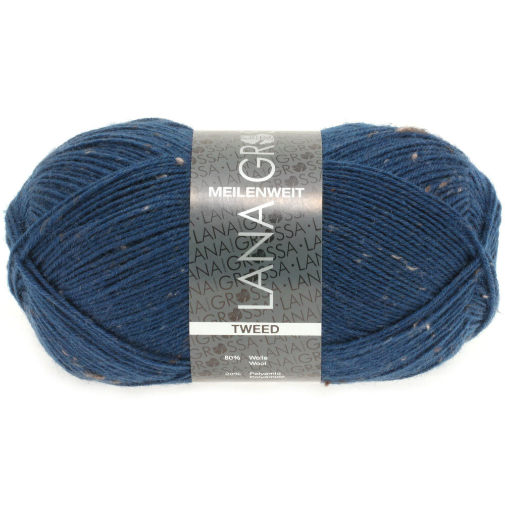 Носочная пряжа Lana Grossa Tweed Meilenweit 100 (128 Dunkles Petrolblau) 80% Шерсть, 20% Полиамид. 1 моток 100г/420м