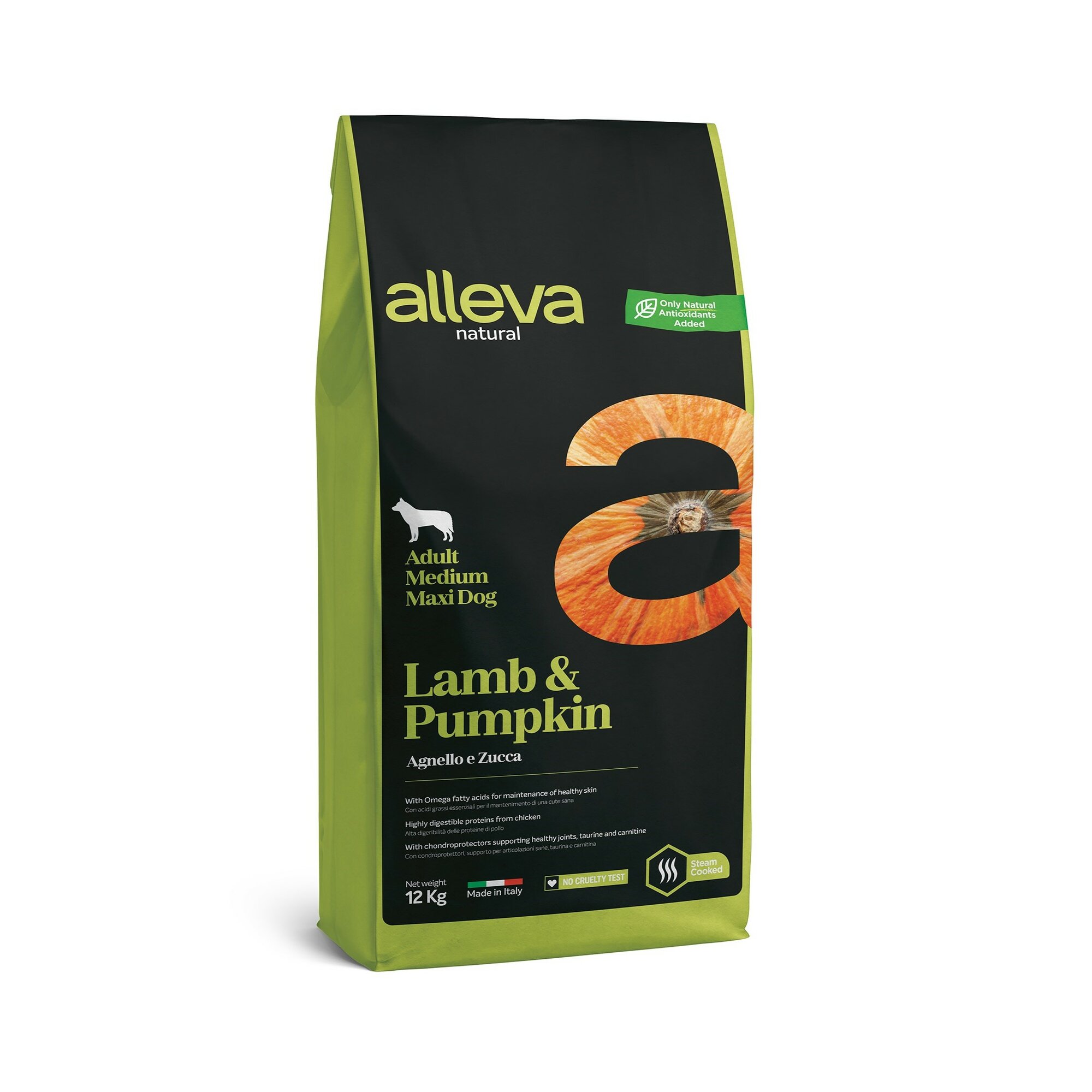 ALLEVA NATURAL Сухой корм для взрослых собак с ягненком и тыквой. Медиум Макси 12кг