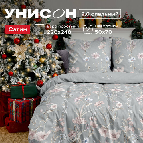 Постельное белье 2 спальное Унисон, Сатин, нав. 50х70, Charlotte ...