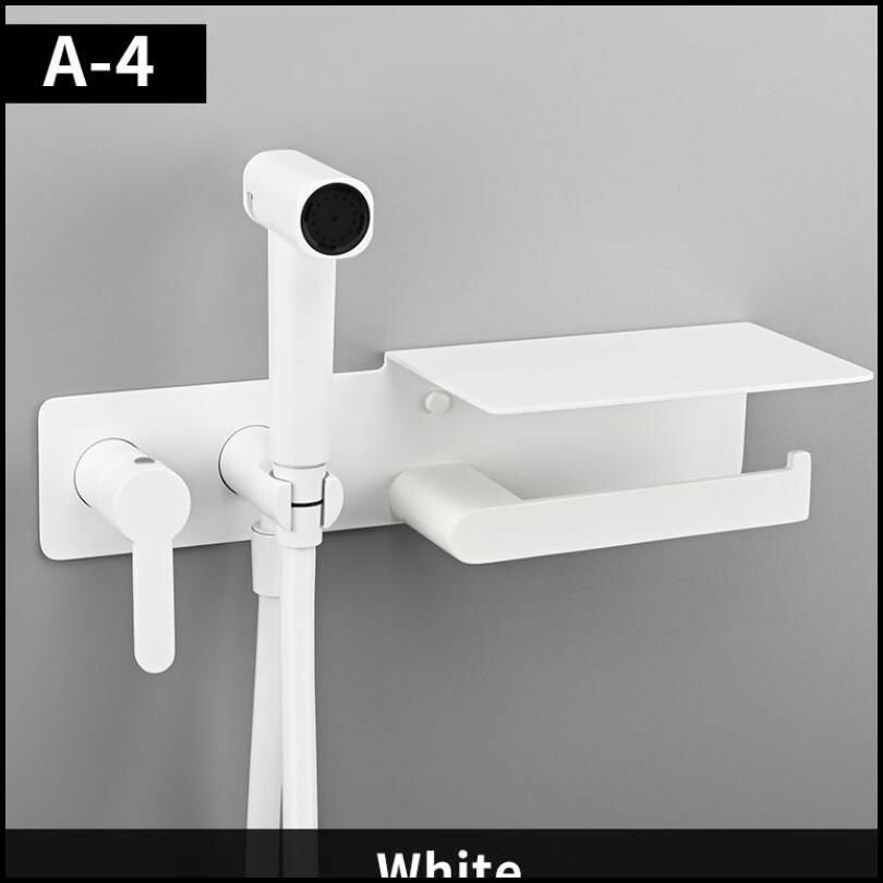 Высококачественный латунный набор для душа с распылителем для биде с держателем для бумаги и полкой , домашних животных и стирки детских подгузников Белый цвет