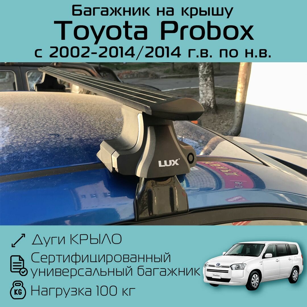 Багажник на крышу Тойота Пробокс 2002 г. в. - по н. в. / Toyota Probox D-LUX 1 черное крыло 120 см