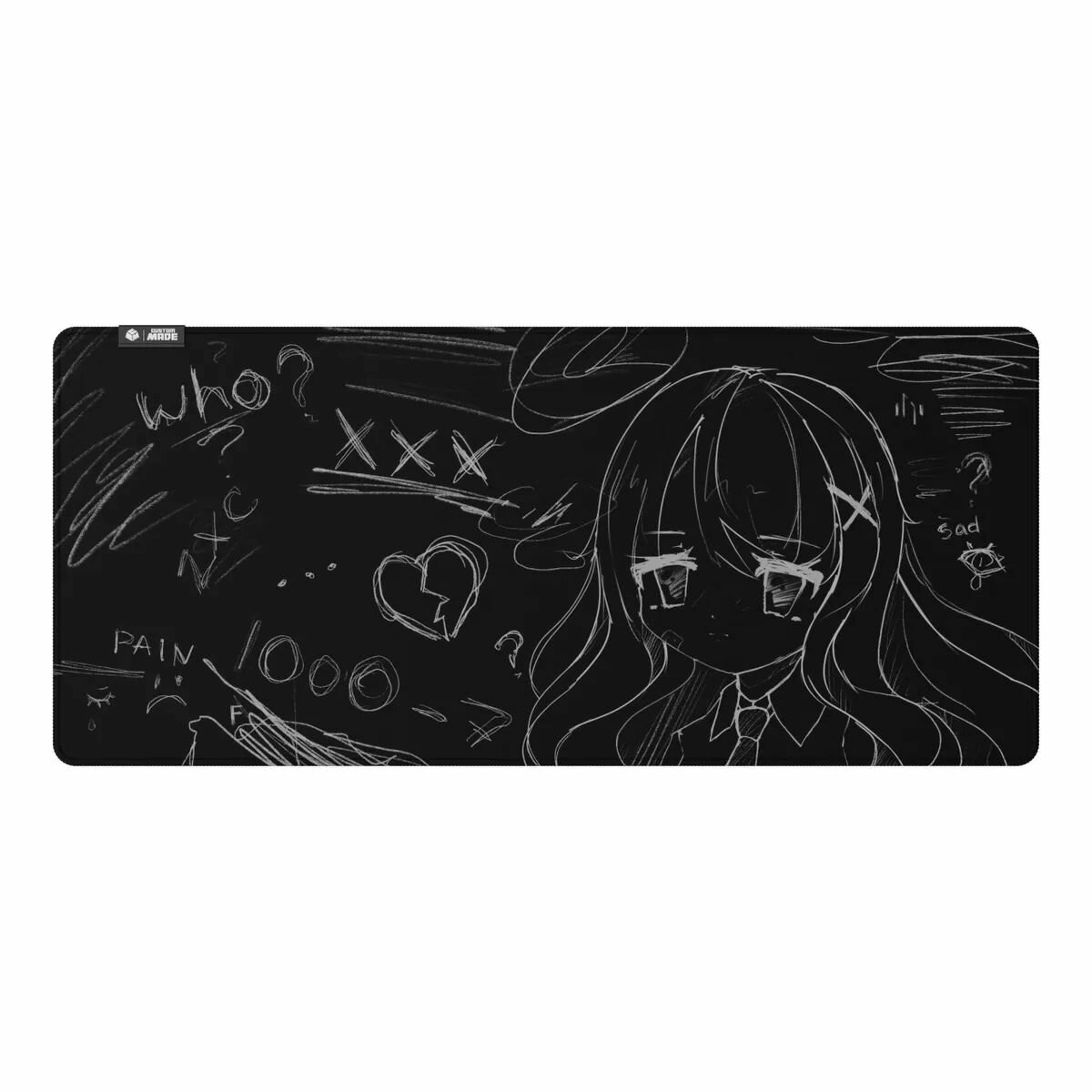 Custom Made Игровой коврик для мыши Fisprct_Sad, XL, черный！