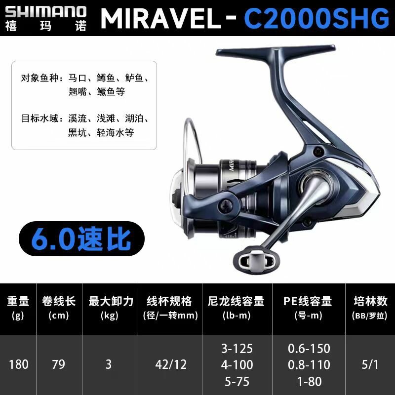 Спиннинговая катушка SHIMAN022 MIRAVEL Mirabell, C2000SHG