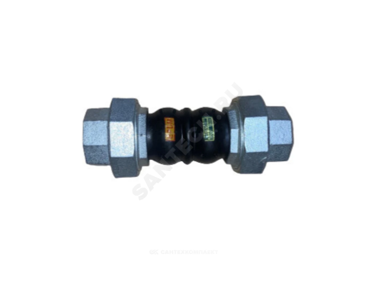 Компенсатор резиновый антивибрационный EPDM Ду 15 Ру16 ВР L=200мм Benarmo сжатие/растяжение 22 мм/6 мм