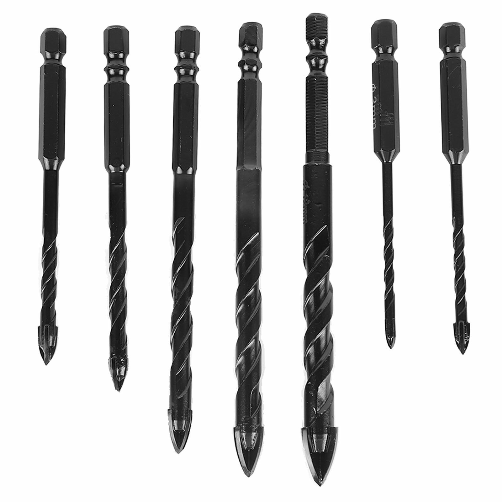 7 шт. набор сверл для каменной кладки с шестигранной головкой, 4 флейты, набор спиральных крестовых сверл из сплава высокой твердости с коробкой для хранения