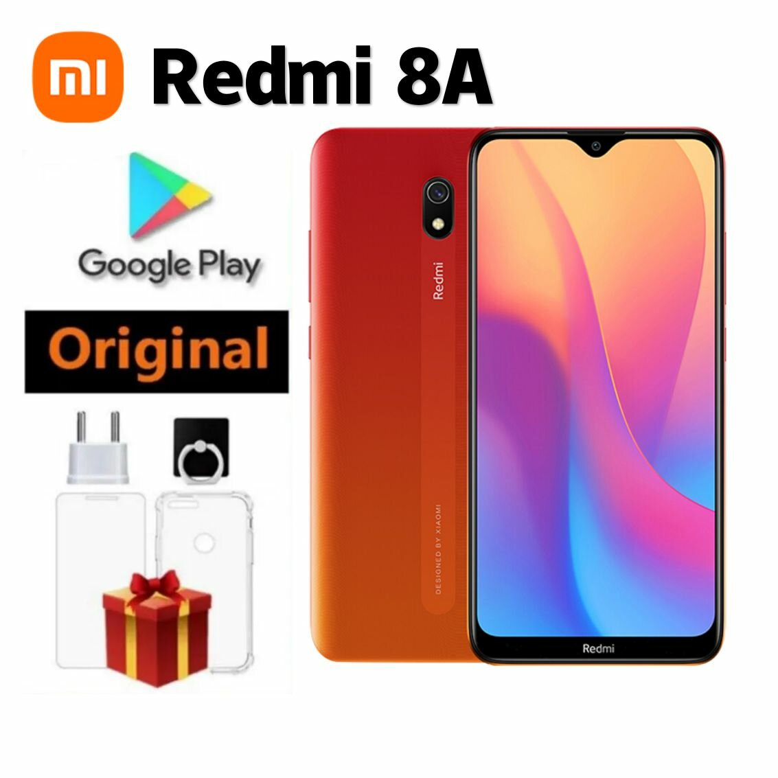 Redmi Смартфон Оригинальный Redmi 8A 4ГБ 64ГЬ 5000mAh аккумулятор мобильного телефона Snapdargon 439 12MP камера 4G Смартфон Global 4/64 ГБ, красный