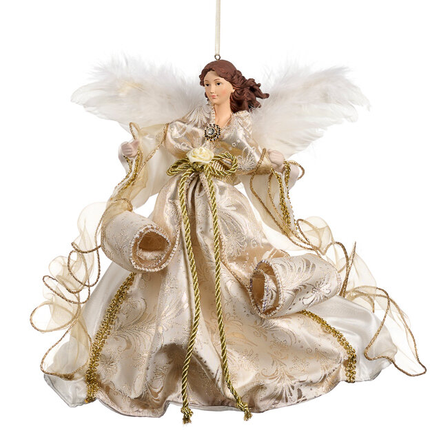 Елочная игрушка Ангел Миа в золотых небесах 28 см, Goodwill, AS25114