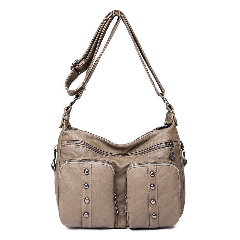 Трансграничная модная модная сумка для матери, легкая и простая потертая маленькая квадратная сумка в европейском и американском стиле в стиле ретро, оптовая продажа, мягкая кожаная женская сумка для