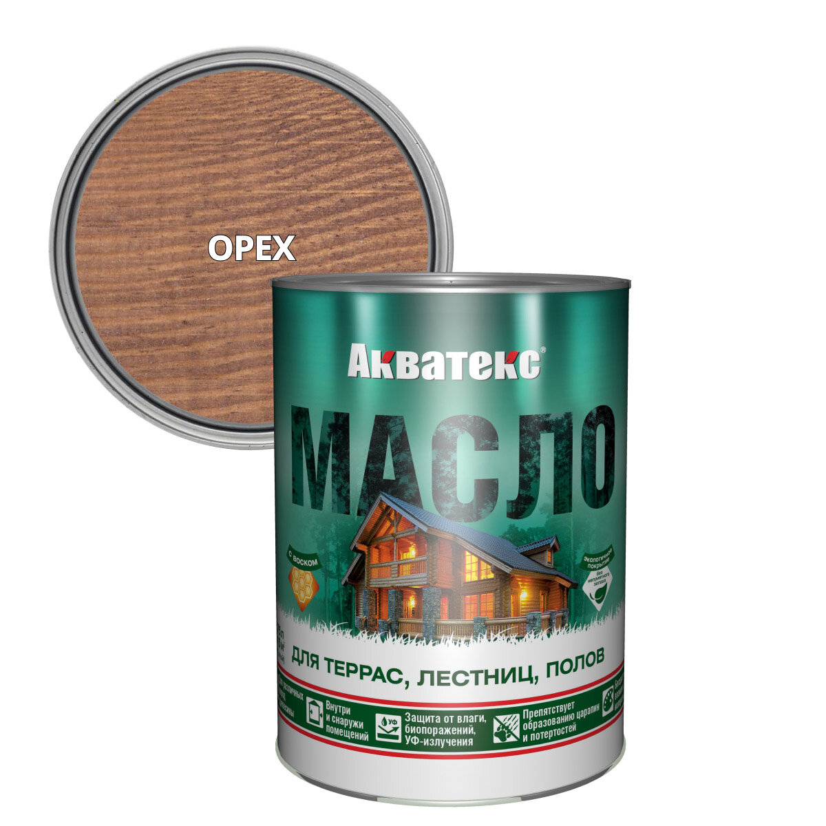 Масло для террас, лестниц, полов Акватекс, матовое, орех, 0,75 л
