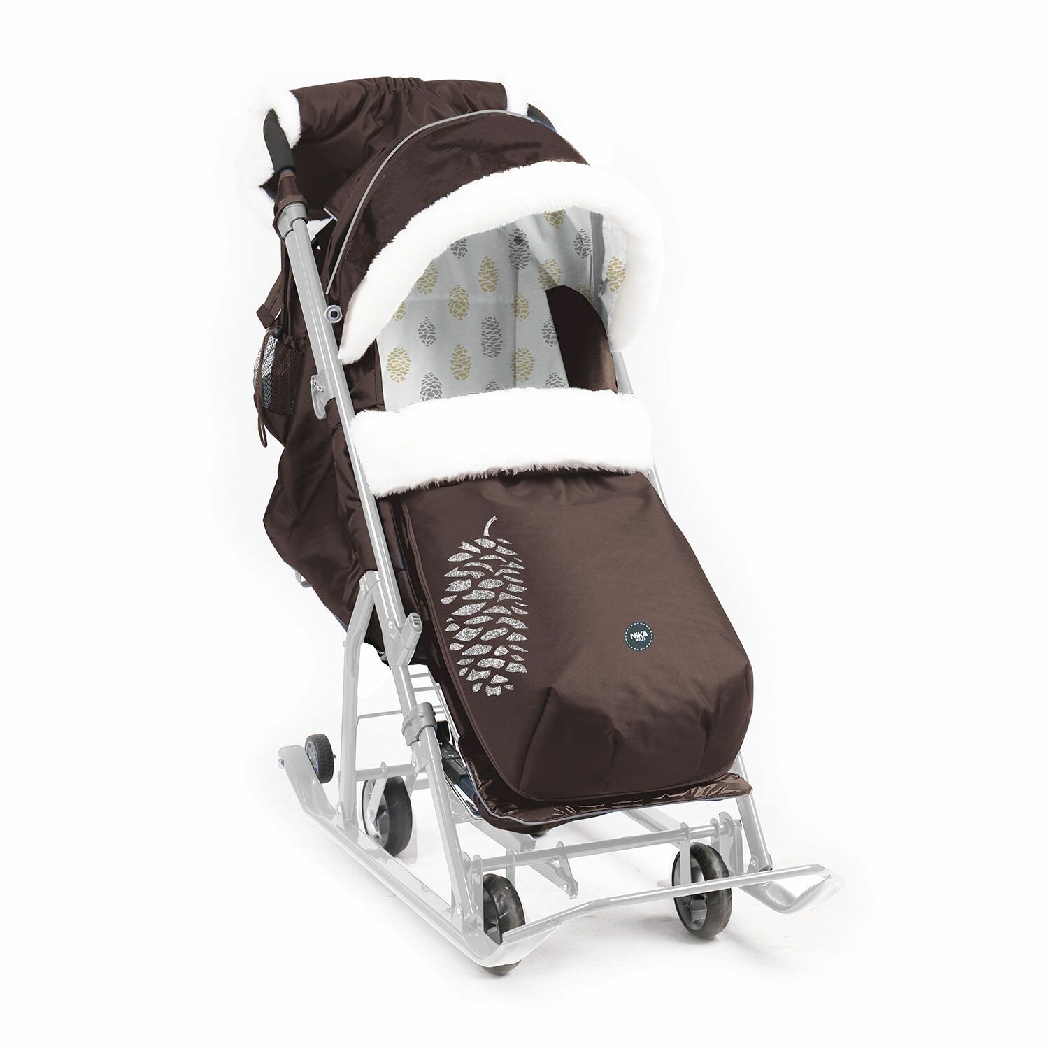 Санки-коляска комбинированная "Ника детям 7-5К" шоколадный с шишкой