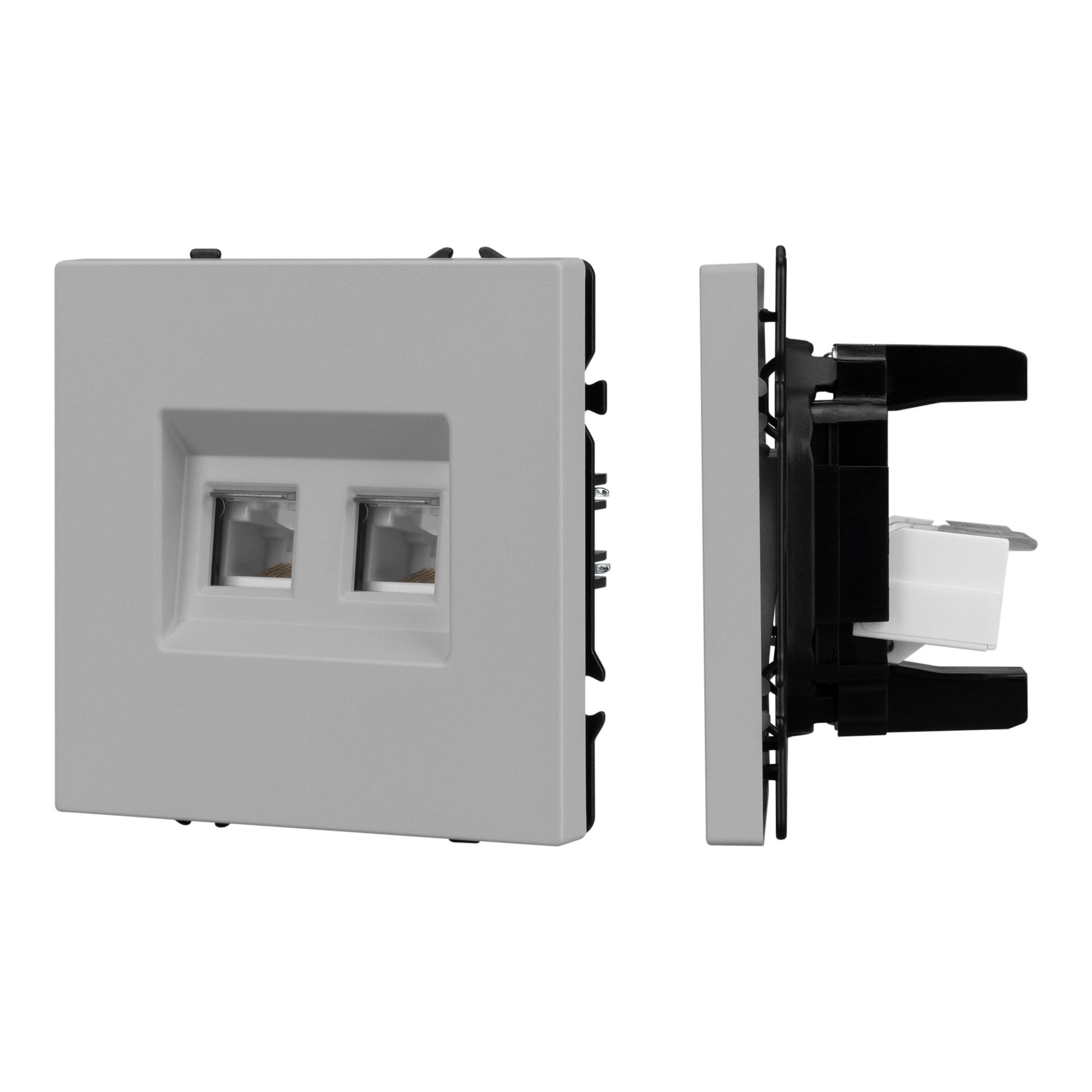 Механизм сдвоенной компьютерной розетки SCT-NOBE-MPC2-SFPL-IS (RJ-45, CAT6) (Arlight, Никель) 059451