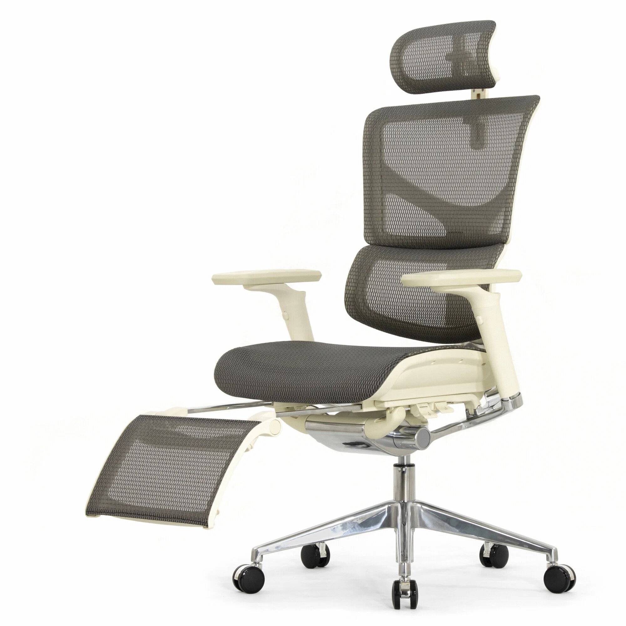 Кресло с подножкой FALTO SAIL 2 (динамичный поясничный упор, подлокотники 6D(360), сетка, светлый)