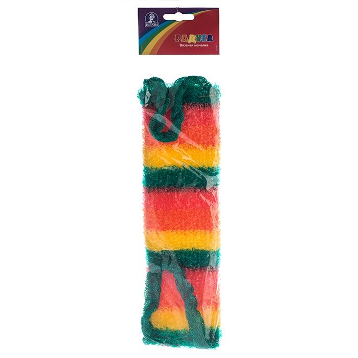 Мочалка Банька "Радуга", вязаная, средне-жесткая