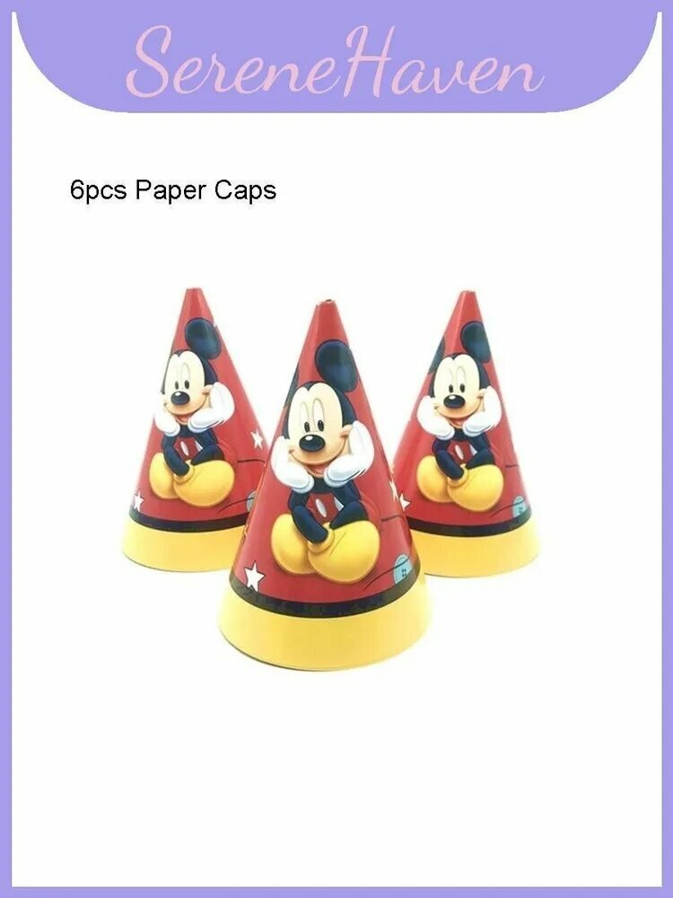 Бумажные шапки mickey mouse theme party supplies, 6 шт
