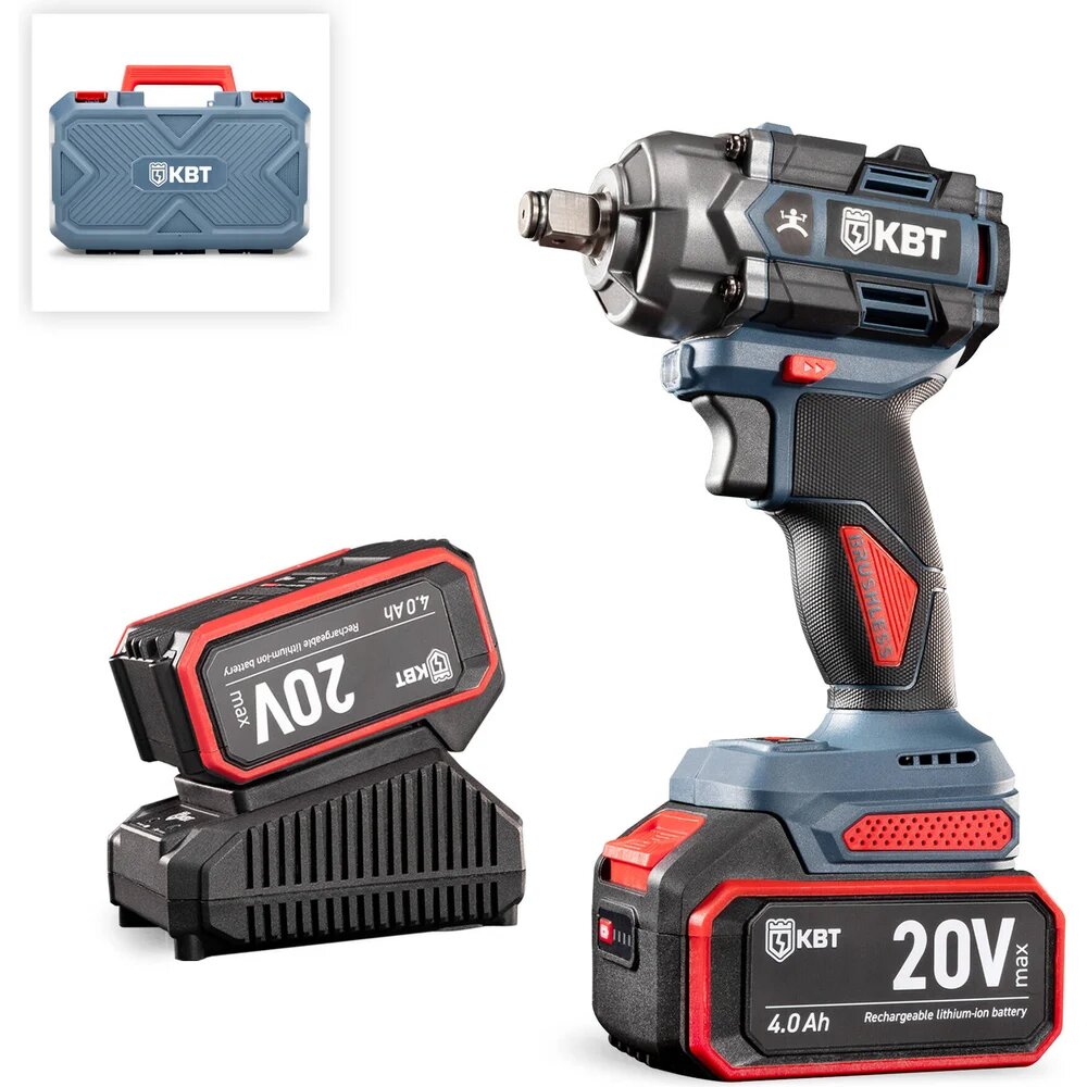 Гайковерт ударный КВТ WB-20-500 серия профи аккумуляторный бесщеточный, подсветки рабочей зоны