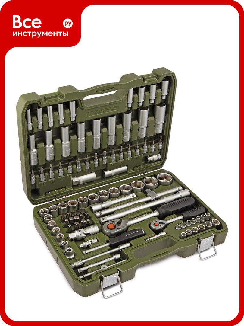 Набор, Дело, головок Дело Техники и принадлежностей 1/4", 1/2", 94предм. 620794, прочной хромванадиевой стали