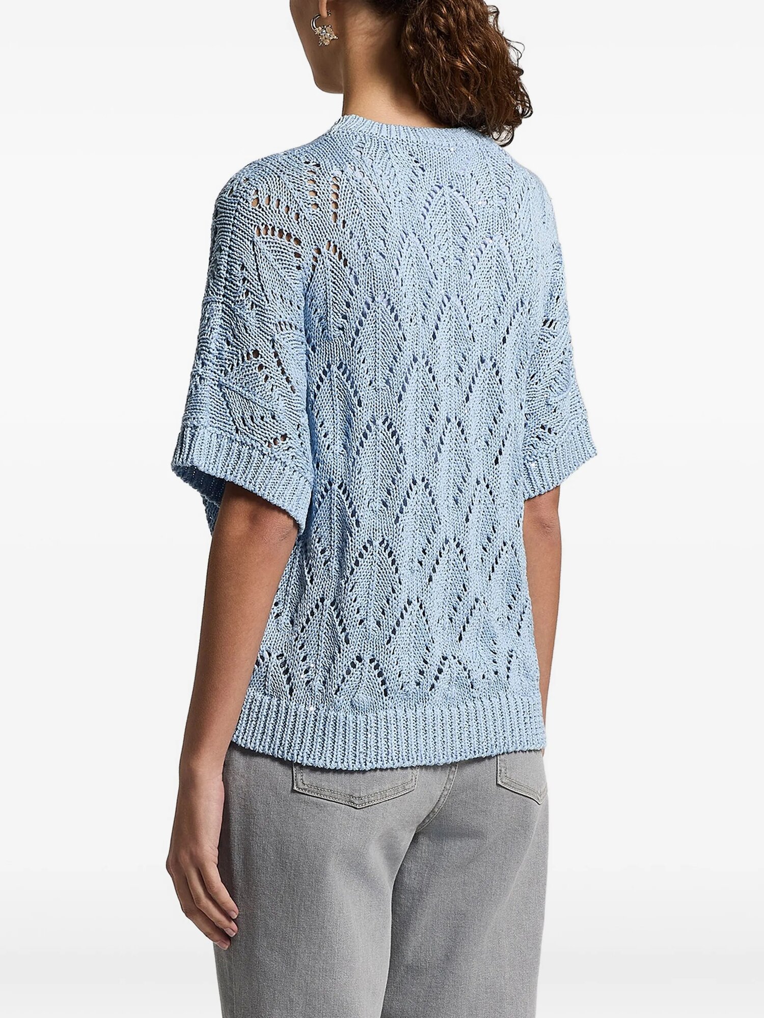 Топ PESERICO Openwork knitted top, размер 40, blue — фото 1