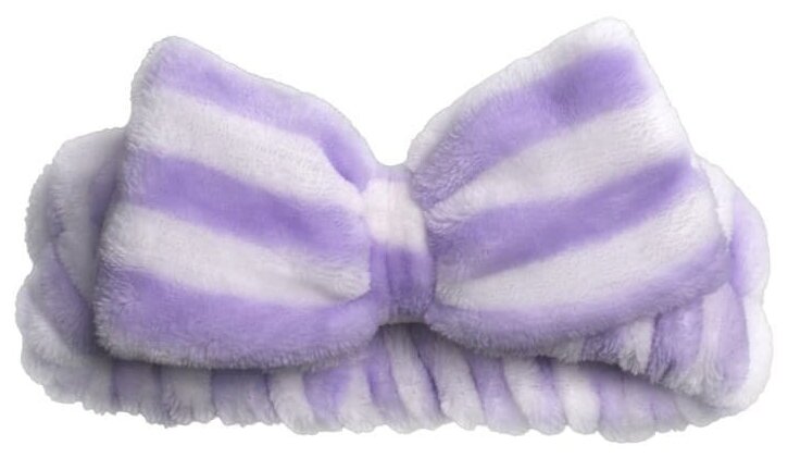 Повязка Dewal Beauty на голову «бантик», белая с синей полоской