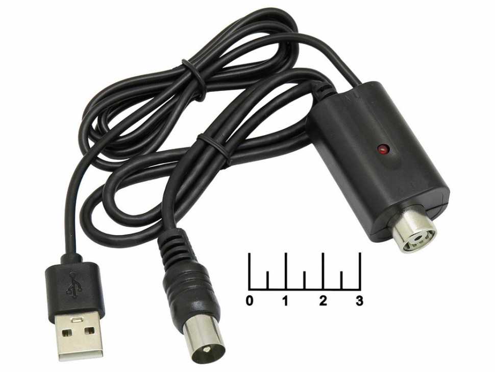 Инжектор питания USB для антенны с усилителем + TV гнездо ANT-03 USB-5V