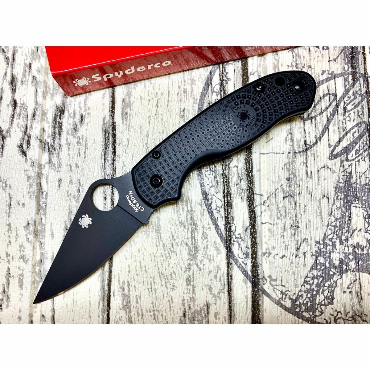 Нож складной Spyderco C223PBBK Para-Military 3, Black Blade, FRN Handle