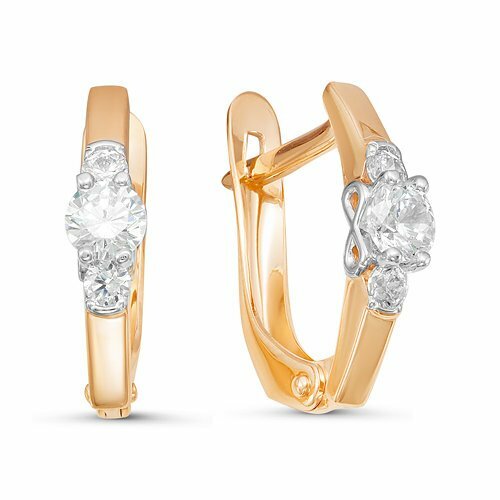 Серьги ЗлатаМира, красное золото, 585 проба, фианит