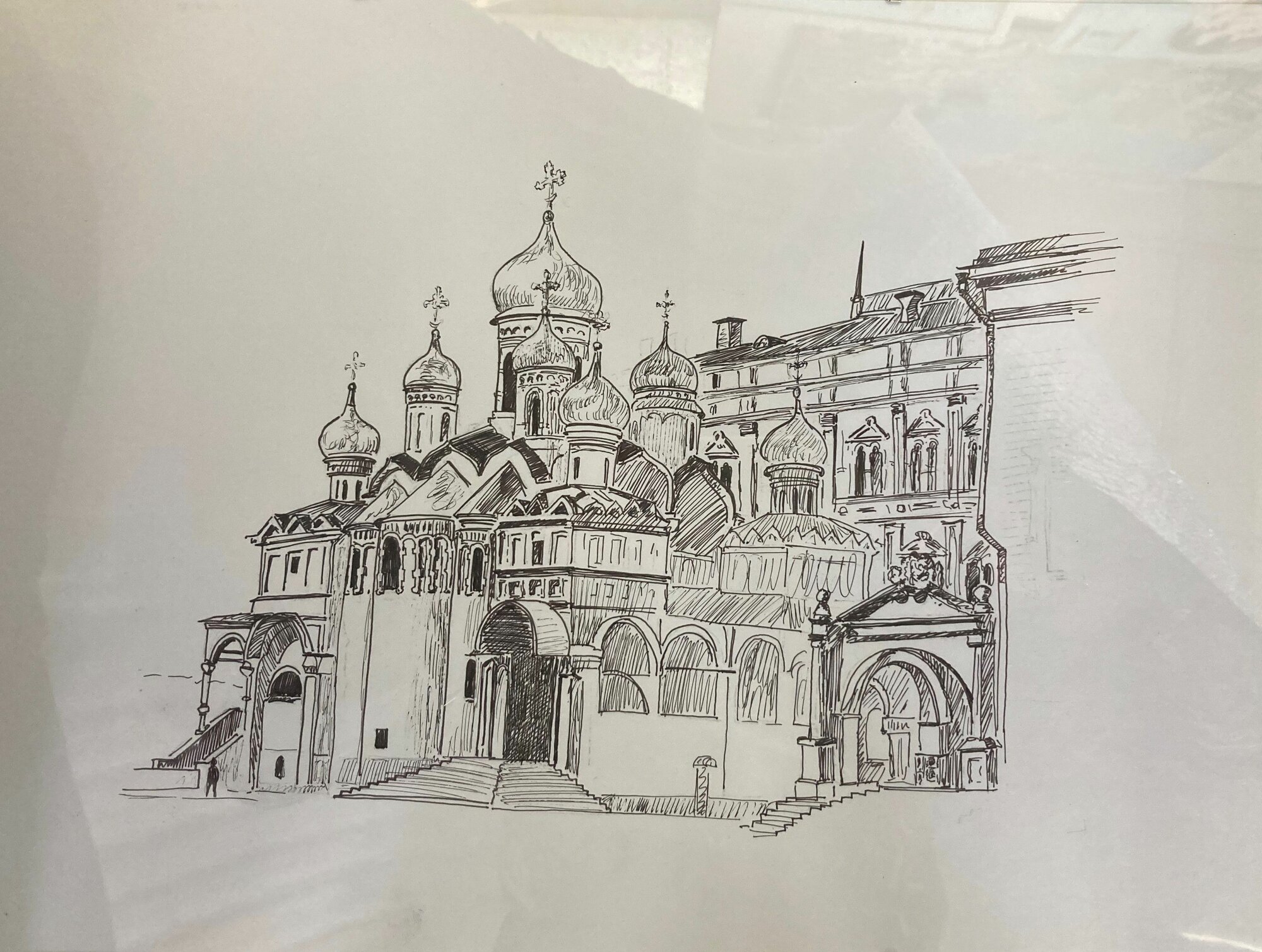 ART-Salon at Oktyabrskaya авторская картина "Московские улочки. Скетч.10" 30х40см, бумага/маркер, ручная работа;