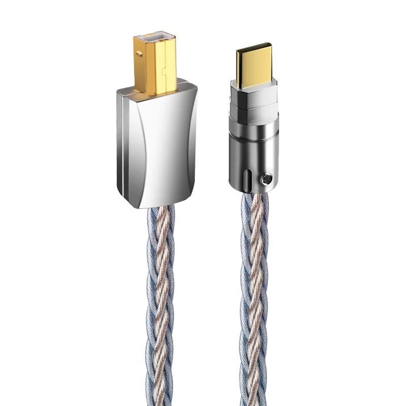 Hiyaudio эффективный аудио кабель USB декодирования серебристый Type-c / lightning / Usb-b Type C to B, 2 м