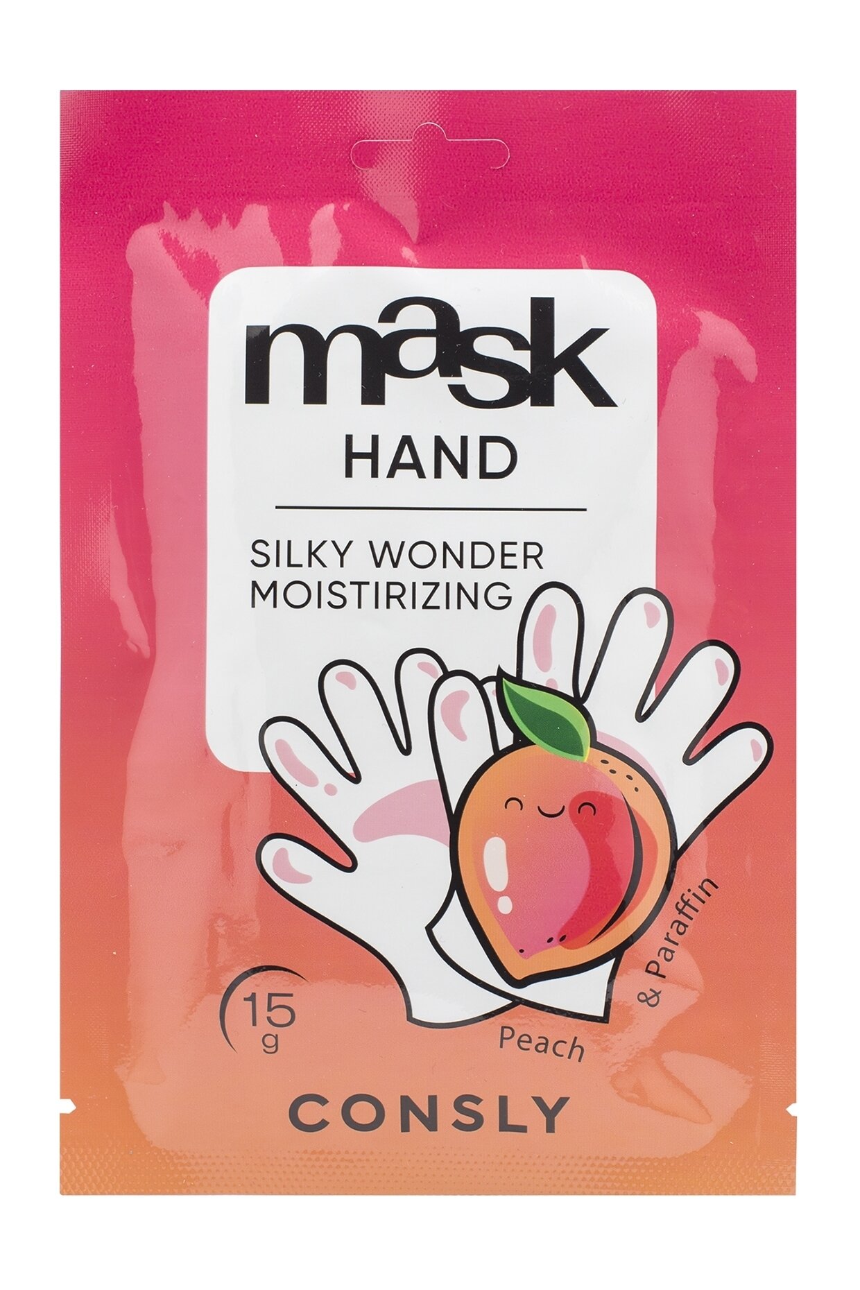 CONSLY Парафин-маска для рук silky wonder с экстрактом персика в виде перчаток, 15 г