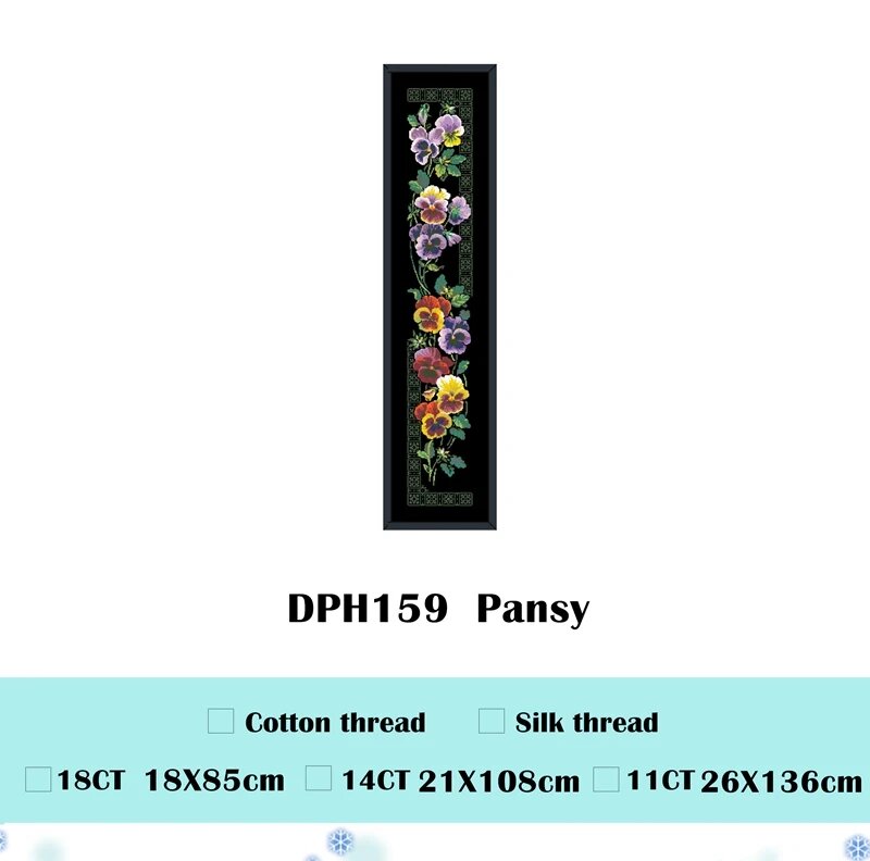Набор для вышивки крестиком "Pansy", 18ct black canvas