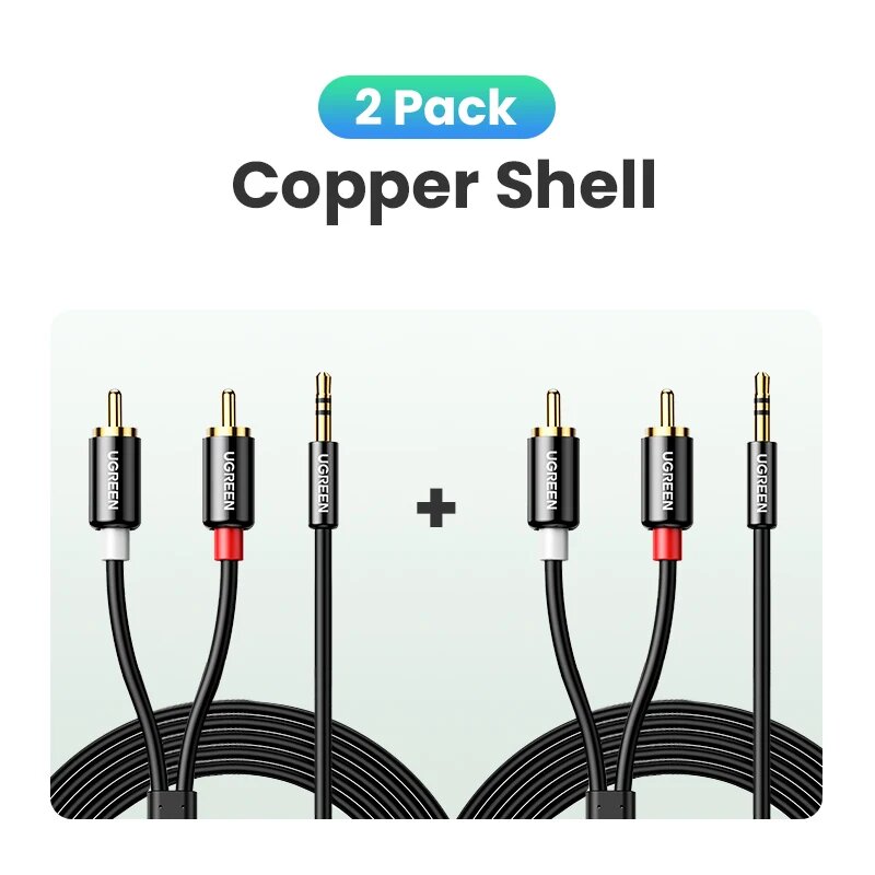 UGREEN 2 шт. RCA - 3.5 мм, 1 м, Copper Shell