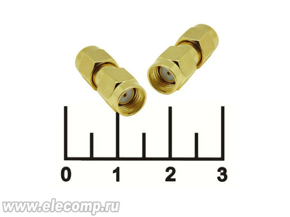 Переходник SMA 2 штекера реверс gold