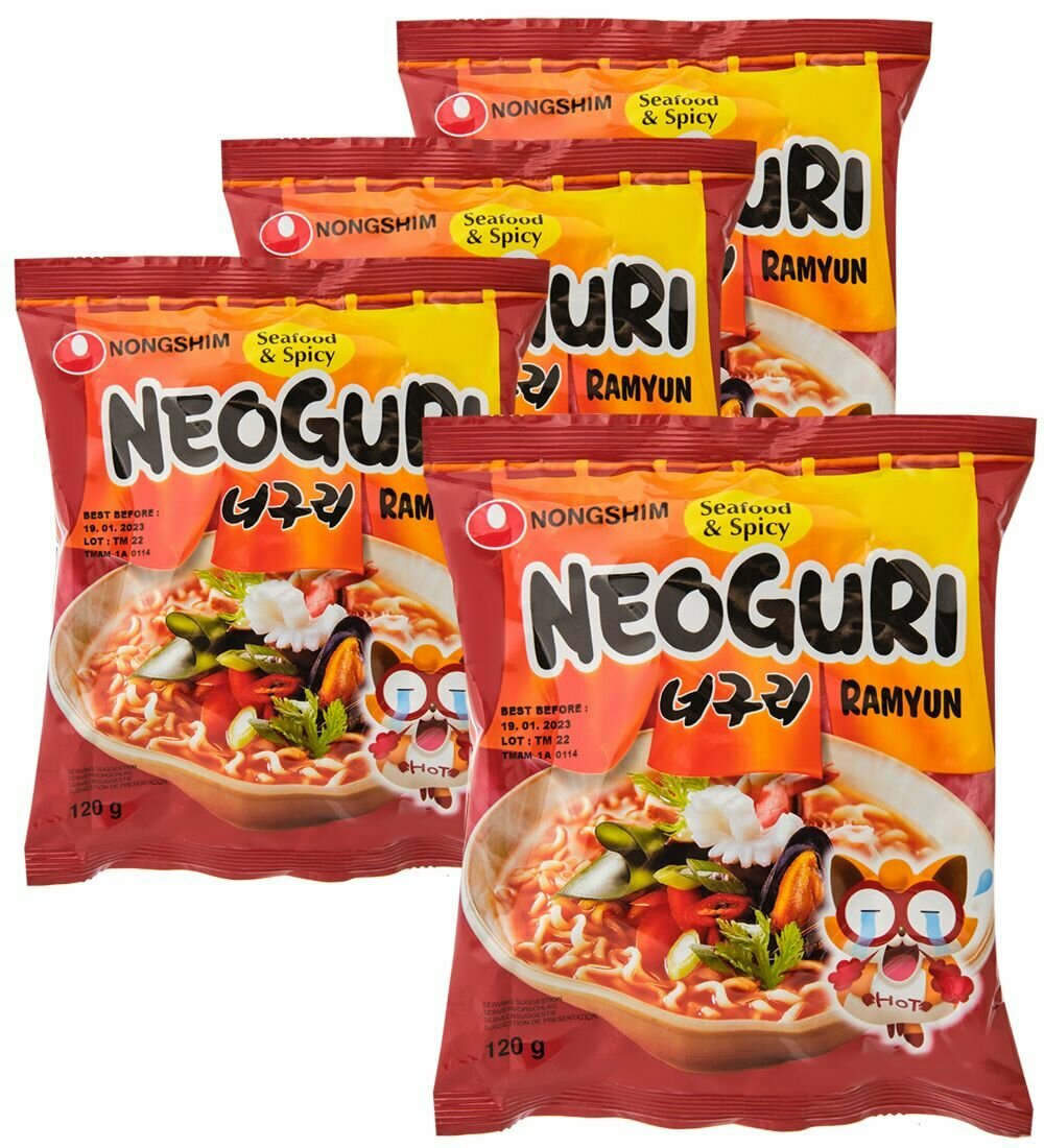 Лапша 'Нонгшим' сушеная Неогури (HOT) 4шт х 120г, Корея