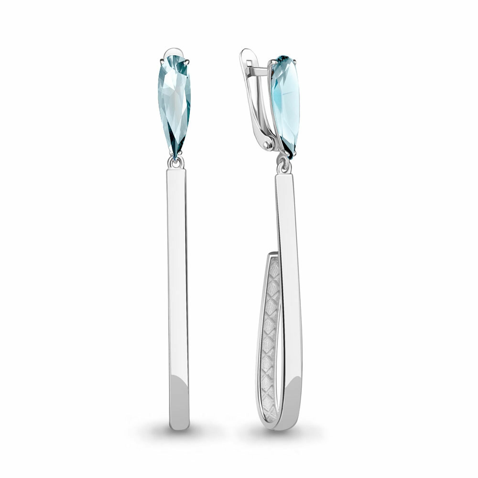 Серьги, серебро, 925 проба, родирование, турмалин