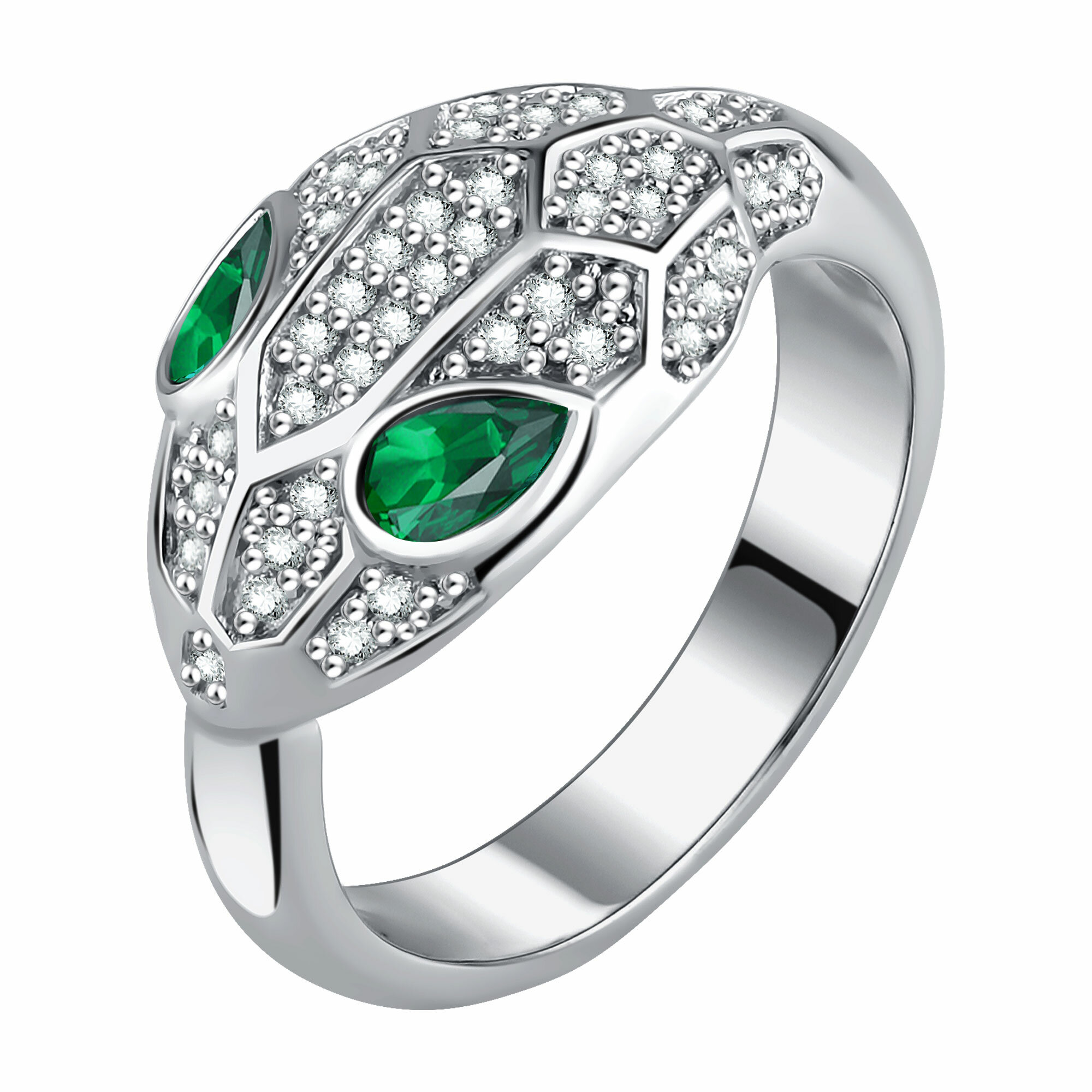 Кольцо, серебро, 925 проба, родирование, фианит